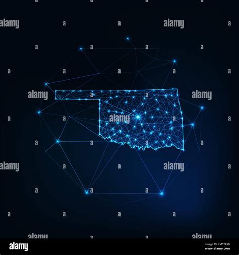 Oklahoma State Usa Map Glowing Silhouette Outline Made Of Stars Lines