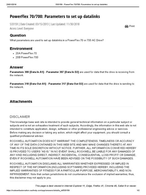 Powerflex 70 700 Parameters To Set Up Datalinks Pdf World Wide