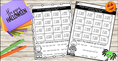 Halloween Addition And Subtraction Worksheets Worksheets Library