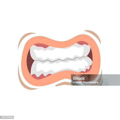 입 꽉된 이빨 흰색 바탕에 젊은 여자 벡터 일러스트 레이 션의 정서적 입술으로 감정에 대한 스톡 벡터 아트 및 기타 이미지 감정 개념과 주제 귀여운 Istock