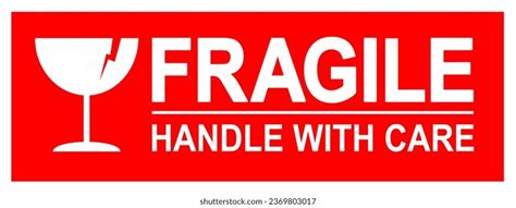 Sticker Fragile Handle Care Red Fragile Stock Vector Royalty Free