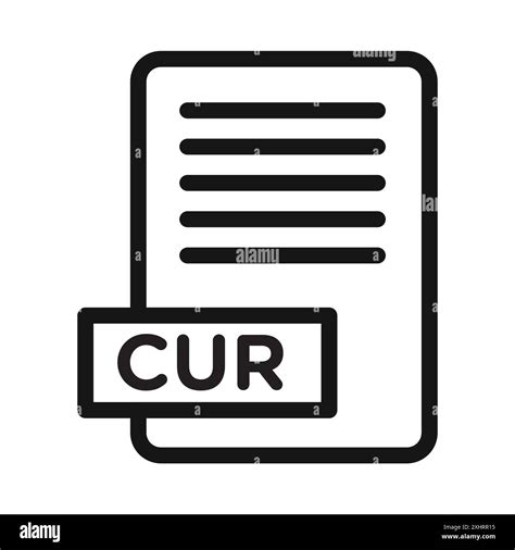 Cur File Document Icon Black Line Art Vector In Black And White Outline Set Collection Sign