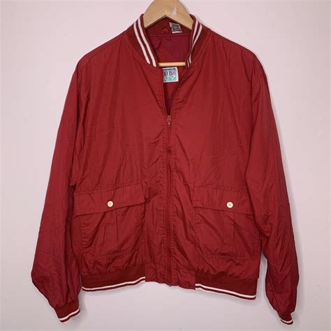 Vintage Bomber Track Jacket Mens Xl Red White Whitefi Gem