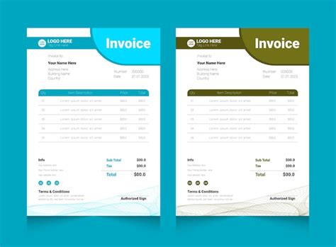 Premium Vector Elegant Color Invoice Template Design