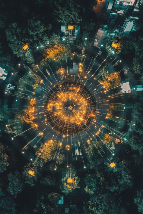 Central Connection Layout Of Iot Nodes In Circular Arrangement Stock Illustration Illustration