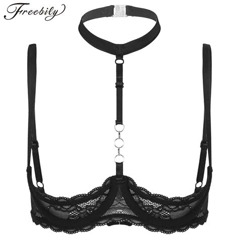 Sexy See Through Sheer Lace Brassiere Lingerie Underwear Women Halter O