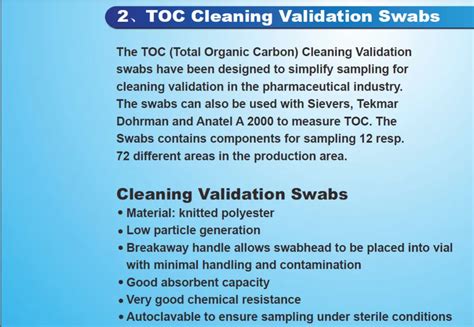 Toc Cleaning Validation Swabs Buy High Quality Toc Cleaning Validation Swabs Sampling
