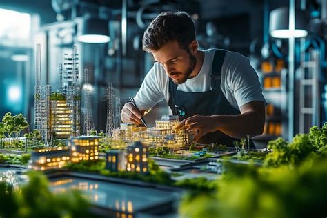 Electrician Designing Energyefficient Power Grid Premium Ai Generated