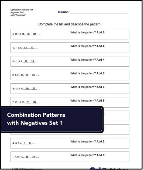 Number Patterns With Negatives Worksheets Number Patterns Provide Great