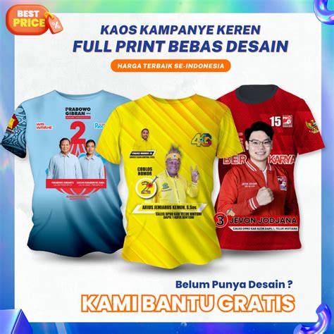 Jual Kaos Partai Murah Custom Full Print Bebas Desain Bahan Hyget Kaos