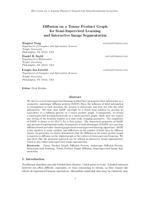 Pdf Diffusion On A Tensor Product Graph For Semi Supervised Learning And Interactive Image