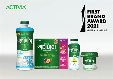 풀무원다논 액티비아가 2년 연속 대한민국 퍼스트브랜드 대상 발효유 부문 대상에 선정됐어요