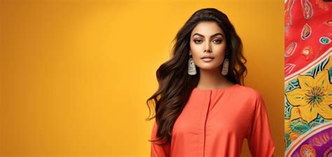 Premium Photo South Asian Girl On Colored Background