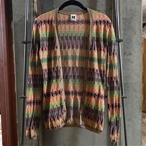 Missoni Orange Lime Green Zig Zag Cardigan Sweater Gem