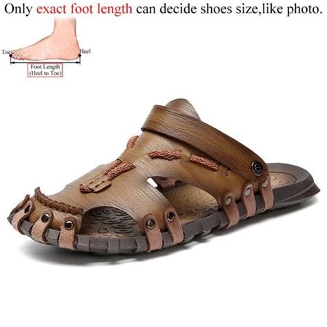 Sandales De Plage En Cuir Microcarence Pour Hommes Khaki B9679 Blanc