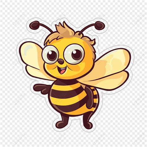 Cute Cartoon Bee Sticker On White Background Vector Clipartbeeswhite