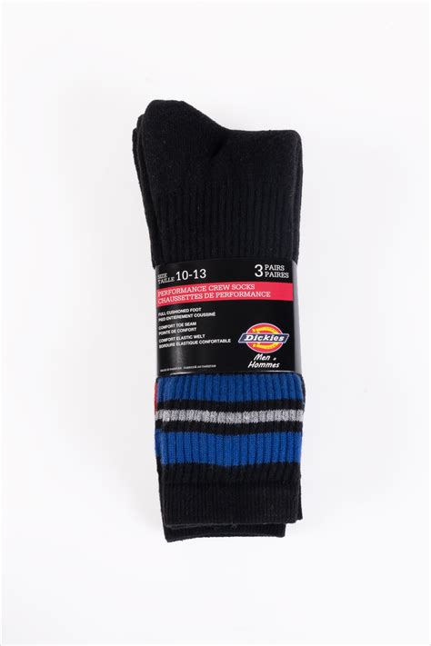Dickies Performance Crew Socks For Men 3 Pairs Colour Black Size 10 13 Rossy