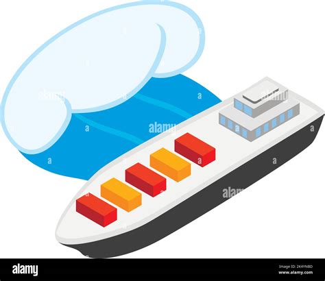 Cargo Ship Icon Isometric Vector Large Modern Container Ship And Ocean