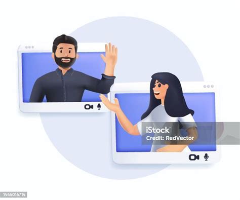 온라인 화상 통화 회의 재택 근무 사회적 거리두기 비즈니스 토론 화상 회의 인터페이스 3차원 형태에 대한 스톡 벡터 아트 및