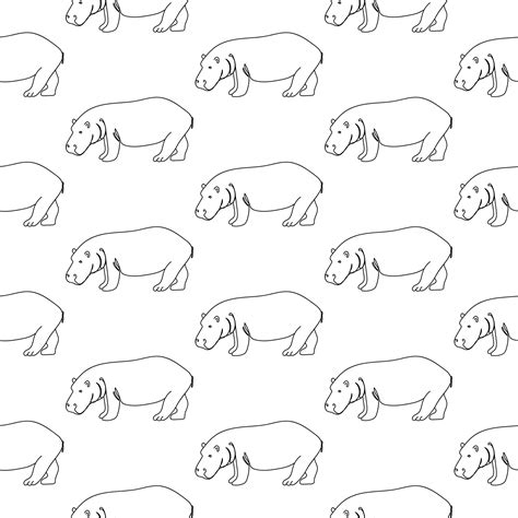 Premium Vector Vector Seamless Pattern With Hippos One Line Art