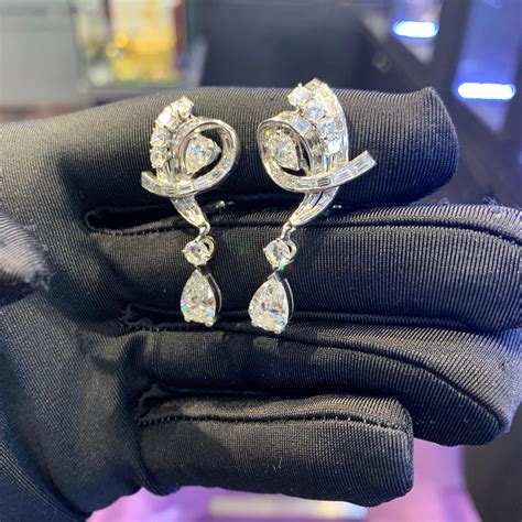 Vintage Certified Pear Shaped Diamond Earrings For Sale At 1stdibs