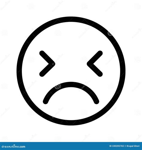 Desperate Emoji Icon Linear Logo Mark In Black And White Stock Vector