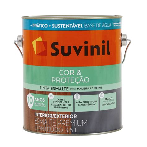 Tinta Esmalte Base Água Cor e Proteção Brilhante Platina 3 6L Suvinil