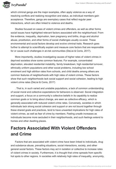 How Violent Offenders Develop And Evolve 2503 Words Essay Example