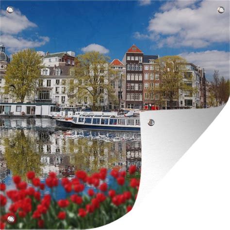 Tuindoek Amsterdam Boot Bloemen 100x100 Cm Bol