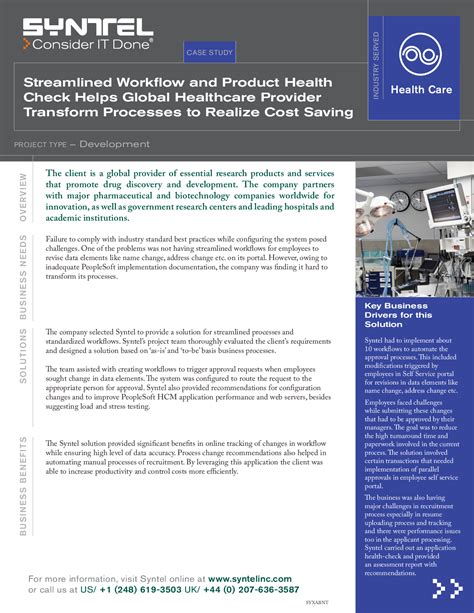 Streamlined Workflow And Product Health Check Helps Global H