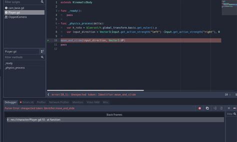 why does move and slide result as an error r godot