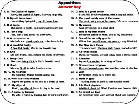 Appositives Task Cards Teaching Resources