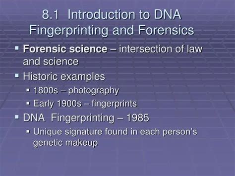 Ppt 81 Introduction To Dna Fingerprinting And Forensics Powerpoint