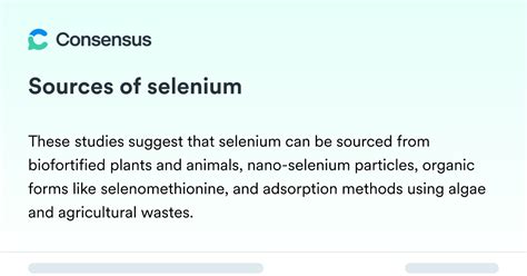 Sources Of Selenium Consensus Academic Search Engine
