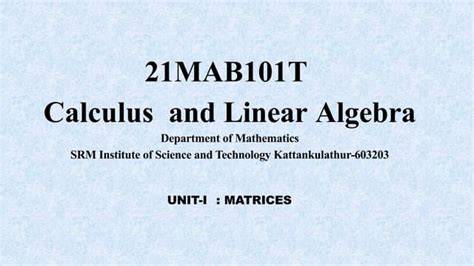 Matrices Engineering Maths Anna University Pptx