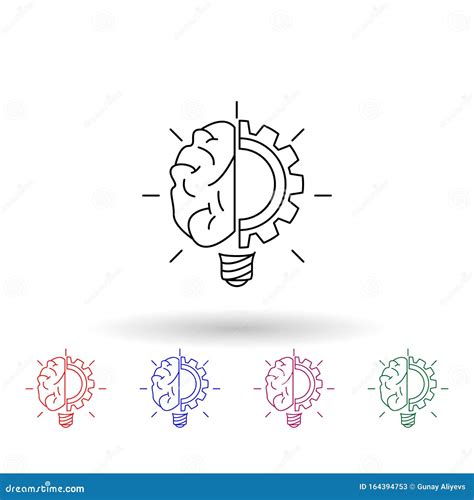 Lamp Brain And Gear Multi Color Icon Simple Thin Line Outline Vector Of Idea Icons For Ui And