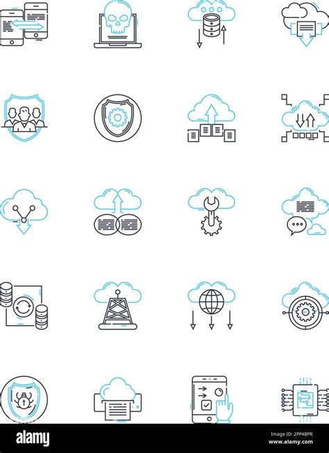 Web Security Linear Icons Set Firewall Encryption Malware Antivirus