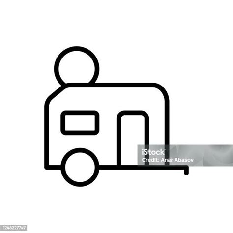 拖車 太陽圖示簡單的線條 概述露營圖示的向量元素 Ui 和 Ux 網站或移動應用程式向量圖形及更多交通方式圖片 交通方式 器材 夏天