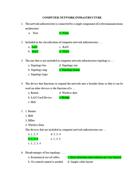 Pre Test Q And Agroup 7computer Network Infrastructure Pdf Computer