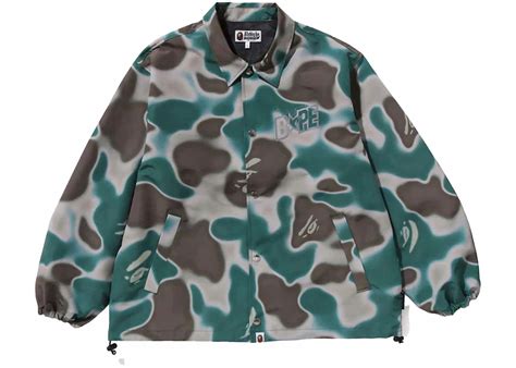 Bape Liquid Camo Bape Sta Relaxed Fit Coach Jacket Olivedrab Mens