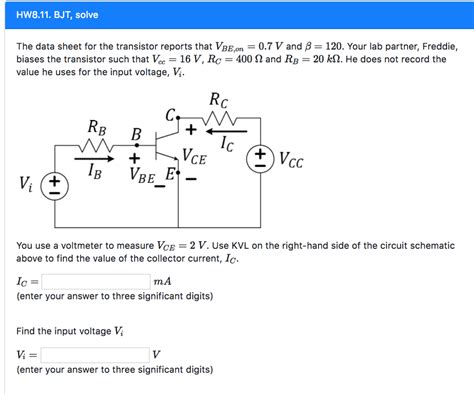 Solved Hw8 10 Bjt Solve The Data Sheet For The Transistor