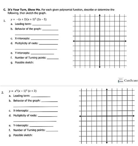 c it s your turn show me for each given polynomial function describe