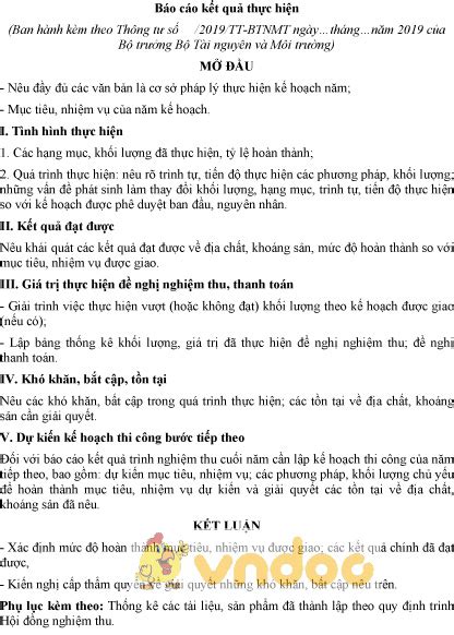 Mẫu Báo Cáo Kết Quả Thực Hiện Hoatieu Vn