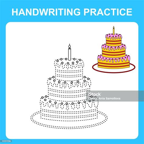 필기 연습 선을 추적하고 케이크를 색칠하십시오 교육 아이 게임 색칠 공부 시트 시트 인쇄 가능한 워크 시트 벡터 일러스트 레이 션 0명에 대한 스톡 벡터 아트 및 기타