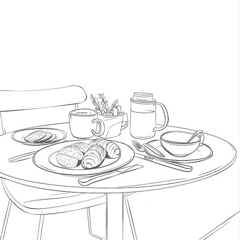 Premium Vector Breakfast Menu Ready To Eat Simple Outline