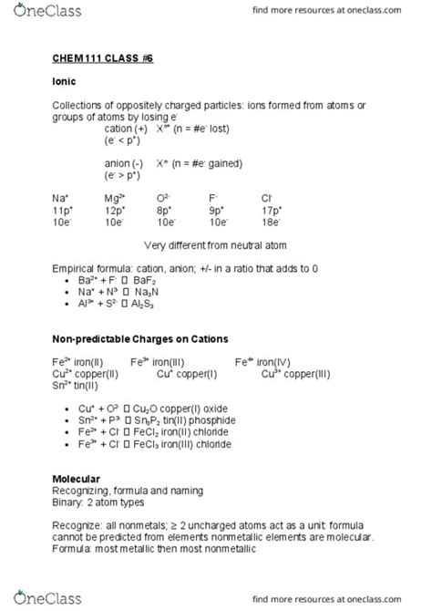 Chem 110 Lecture Notes Fall 2016 Lecture 6 Empirical Formula Ion