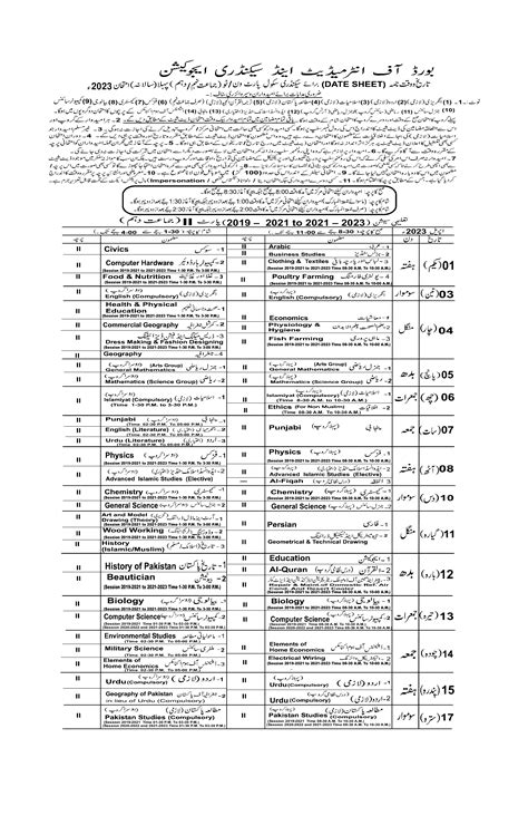 10th Class Date Sheet 2024 Bise Multan Board Uaewap91