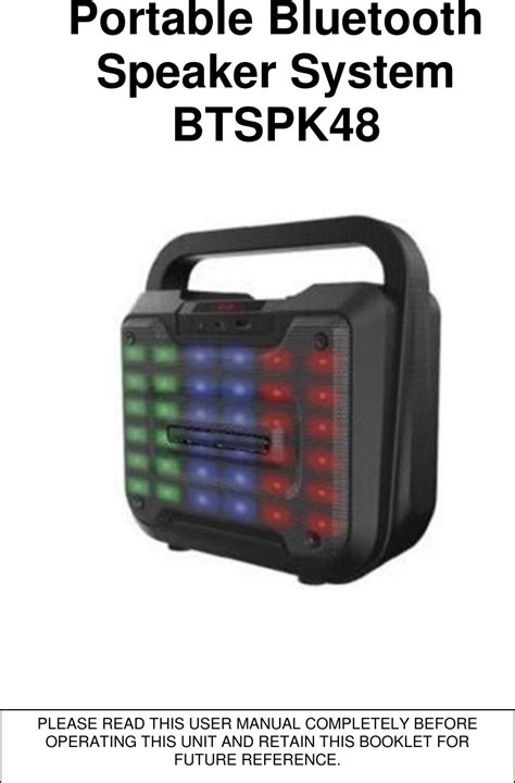 Edco Electronics Btspk48 Bluetooth Speaker User Manual
