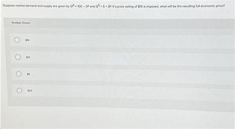 Solved Suppose Market Demand And Supply Are Given By