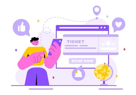 Illustration Vectorielle De Billets De Voyage En Ligne à Travers Une